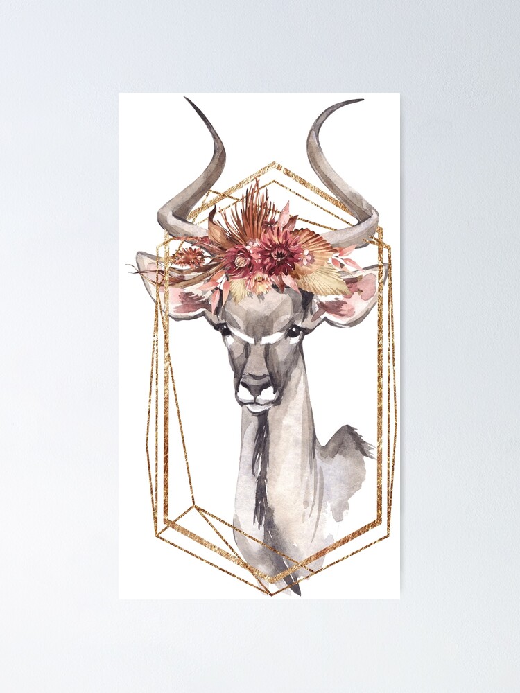 "Boho Springbok Flowers Floral Geometric Roses Butterfly Beautiful ...