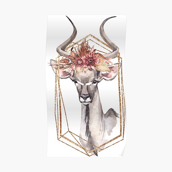 "Boho Springbok Flowers Floral Geometric Roses Butterfly Beautiful ...