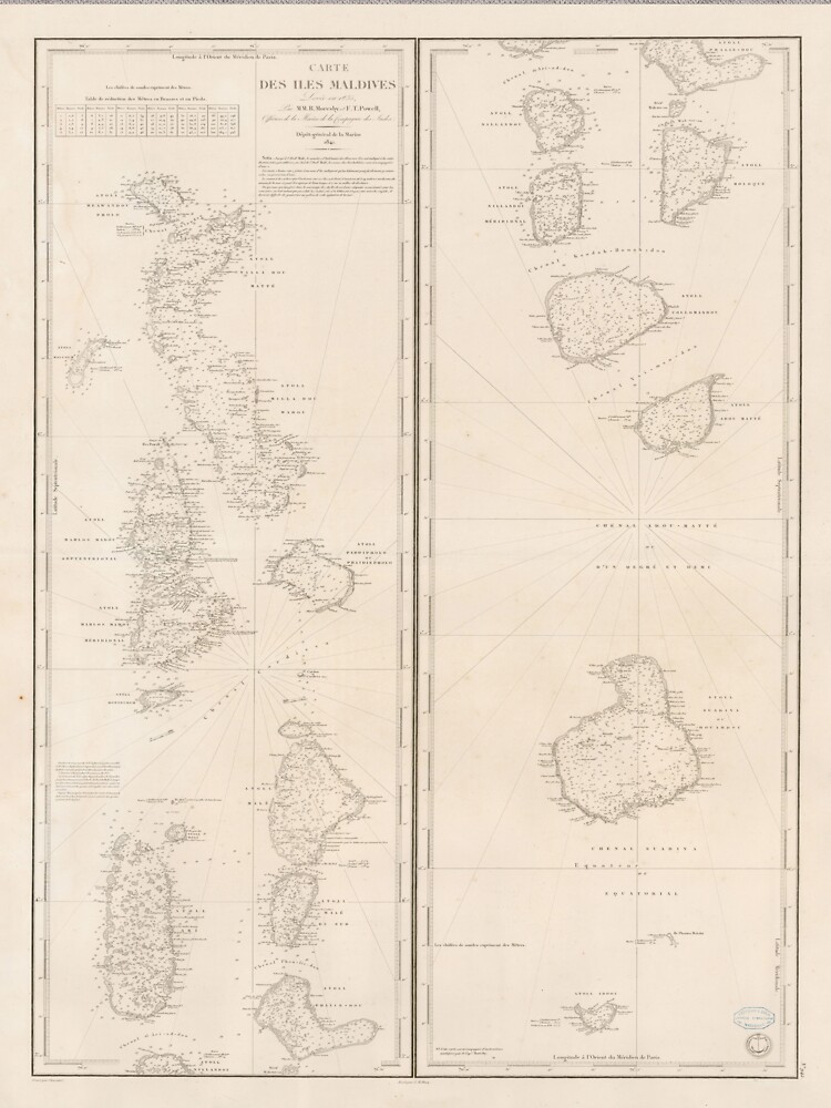 "Old Maldives Islands Map (1841) Vintage Maldivian Isles Atlas ...