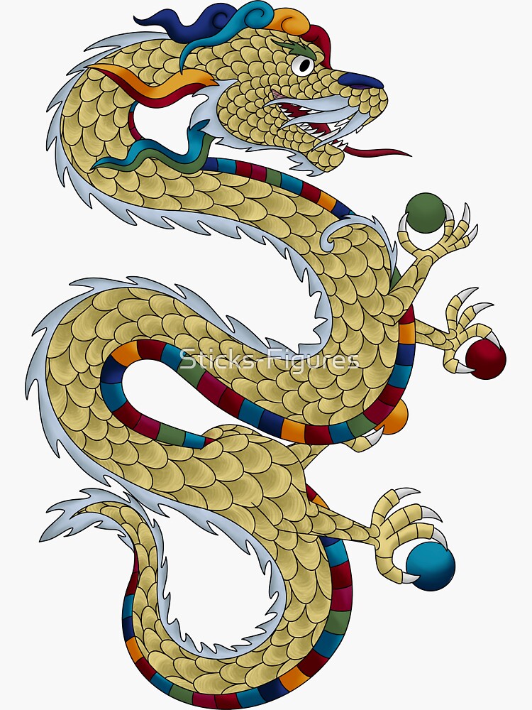 Pegatina «Druk el Dragón del Trueno» de Sticks-Figures | Redbubble