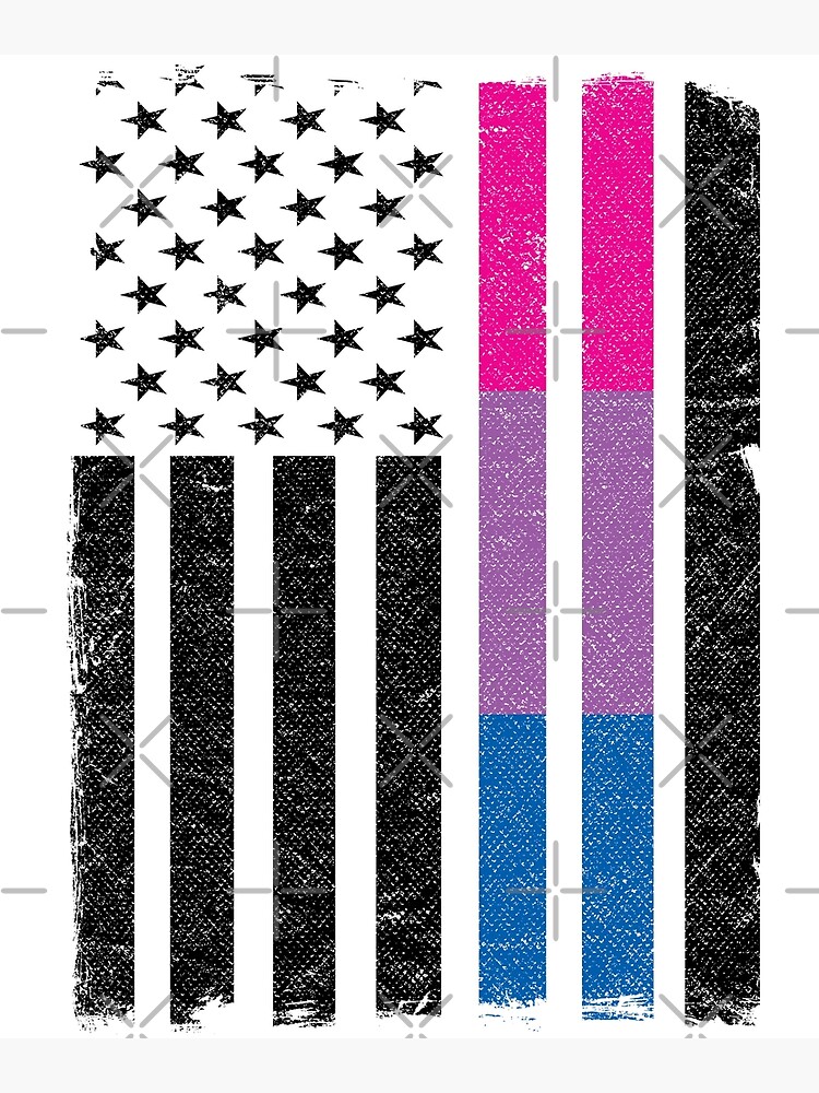 Us Flag American Lgbt Bisexual Funny Bi Pride Poster By Stronzi