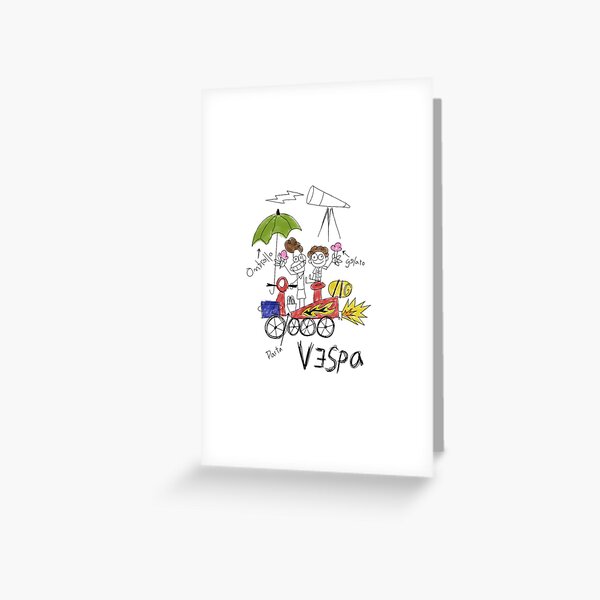 "Luca and Alberto Vespa Drawing" Greeting Card for Sale by smolartist15 ...