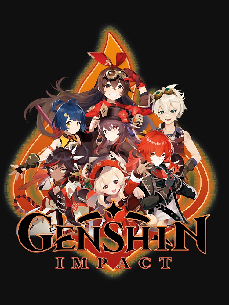 "Genshin Impact Pyro Characters " T-shirt by p3bi3sK8Dc | Redbubble