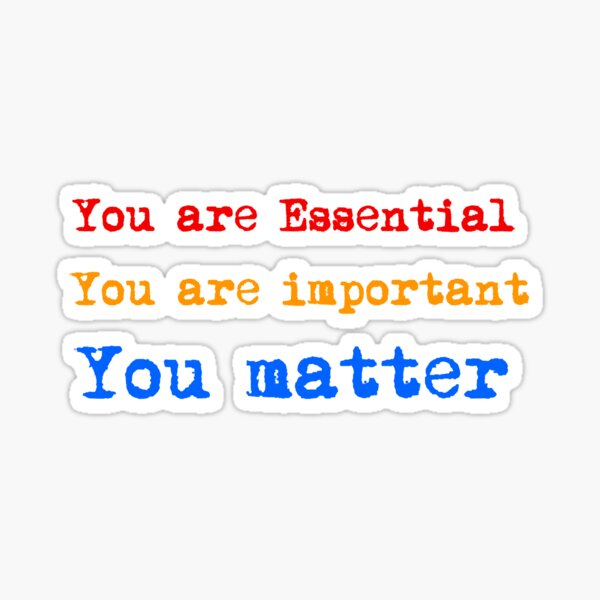 "You are , Important and You Matter " Sticker for Sale by Secora1985 ...