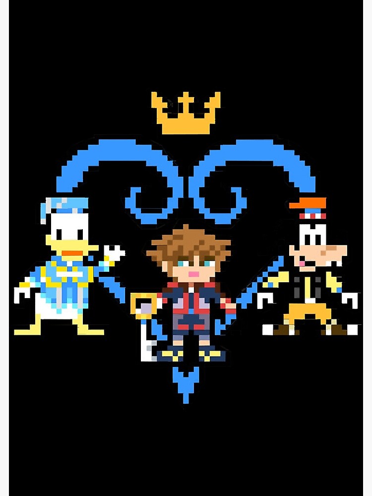 Lámina fotográfica «Kingdom Hearts Sora, Donald Duck & Goofy Pixel Art ...