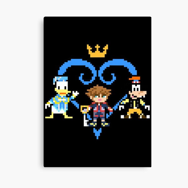 "Kingdom Hearts Sora, Donald Duck & Goofy 8-Bit Pixel Art " Canvas ...