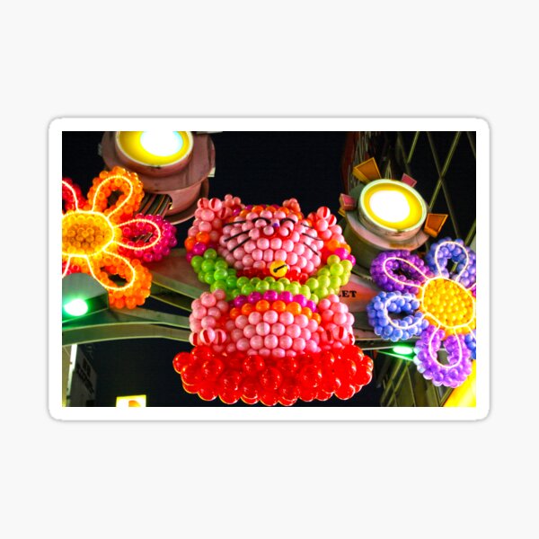 "Harajuku Cat Balloons " Sticker by Reynaldo-Create | Redbubble