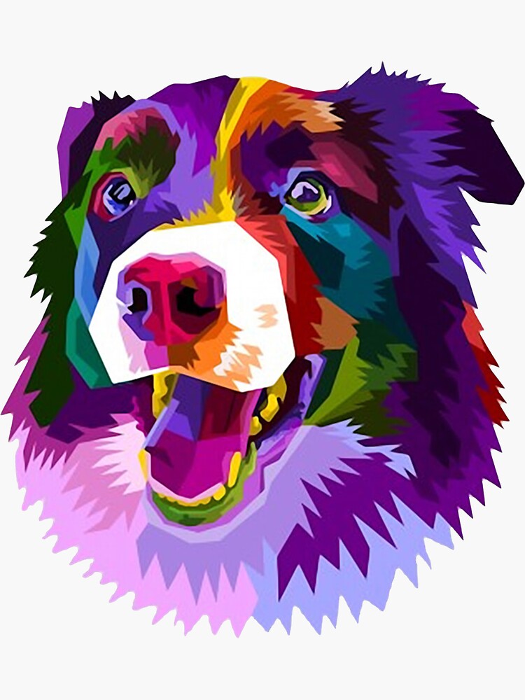 "Border Collie Pop Art Portrait Colorful For Dog" Sticker by Decker21 ...