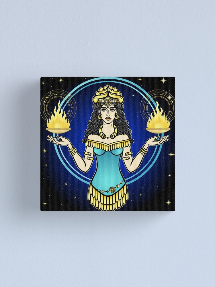 "Cartoon color drawing: beautiful woman in a horned crown, a character ...