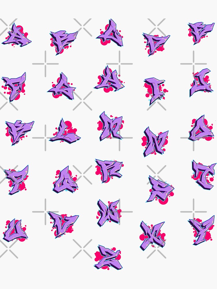 "Purple Graffiti Letters Alphabet Sheet" Sticker for Sale by ...