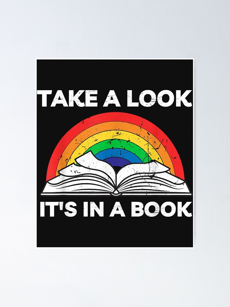 "take a look it's in a book reading vintage retro rainbow" Poster by ...