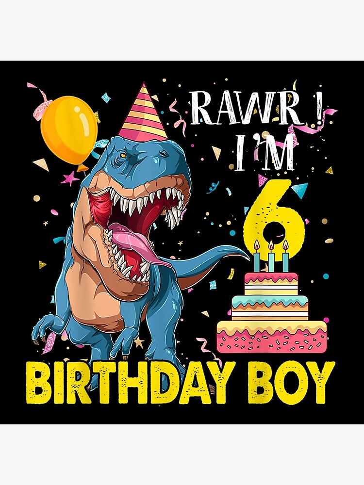 Lámina Fotográfica 6to Cumpleaños Niño 6 Años Dinosaurio Saurus T Rex