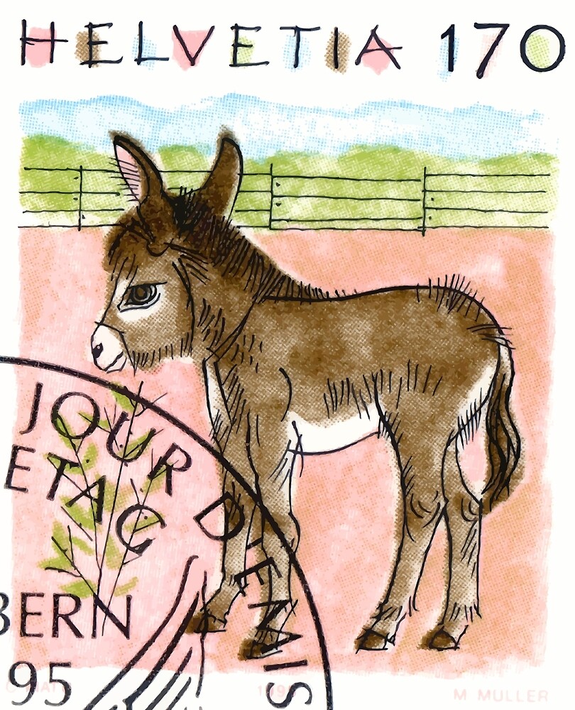 "1995 Switzerland Donkey Postage Stamp" by retrographics | Redbubble