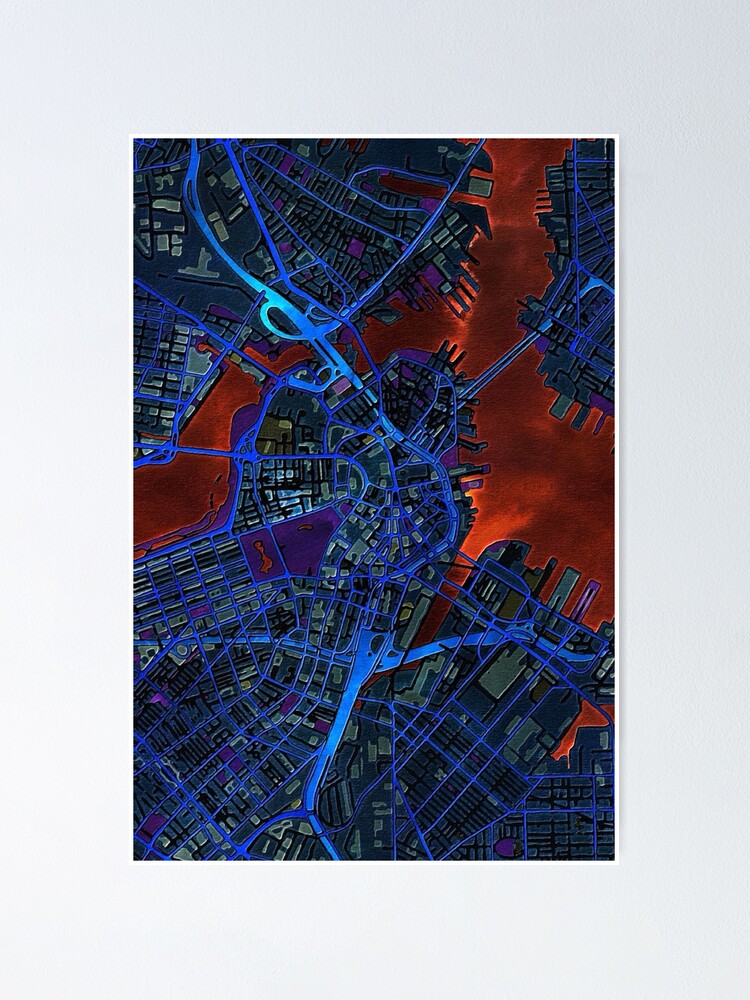 "Boston city map dark" Poster for Sale by Mapcandy | Redbubble