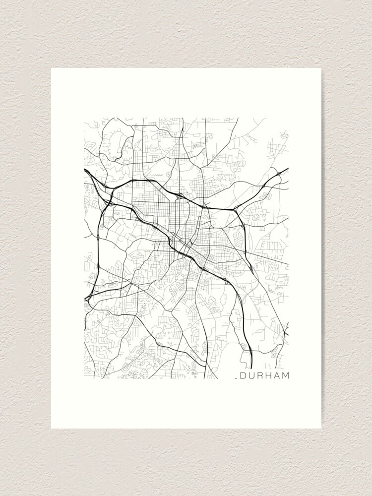 "Durham Map, USA - Black and White " Art Print by MainStreetMaps ...