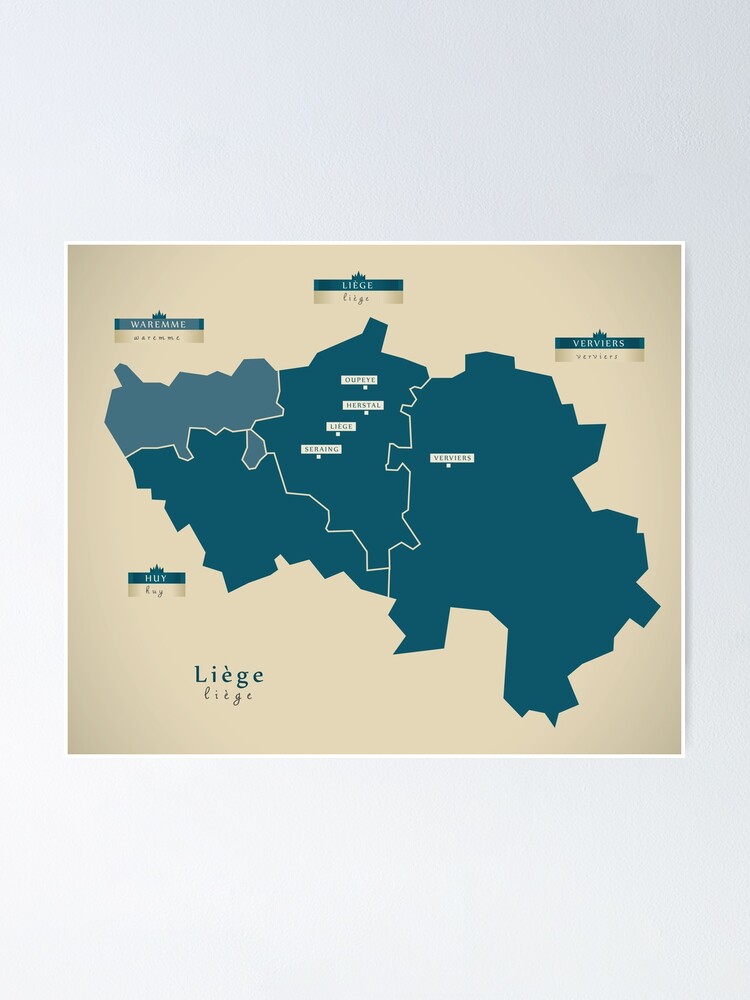 "Modern Map - Liege province map Belgium BE" Poster for Sale by ...
