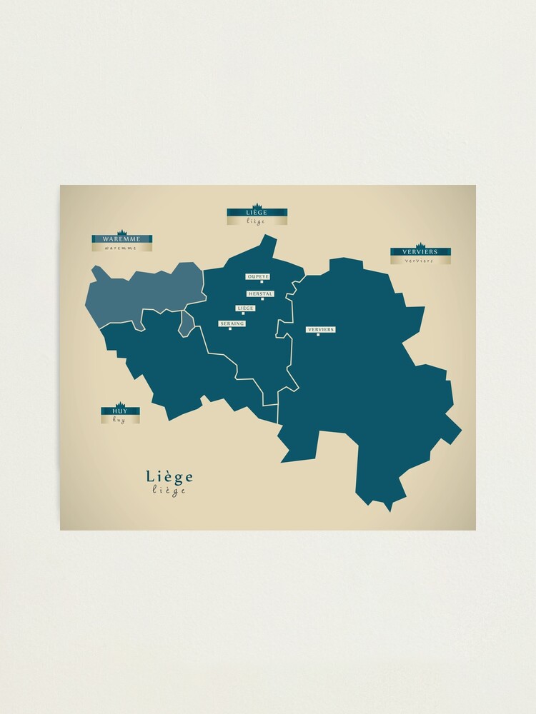 Lámina fotográfica «Mapa moderno - mapa de la provincia de Lieja ...