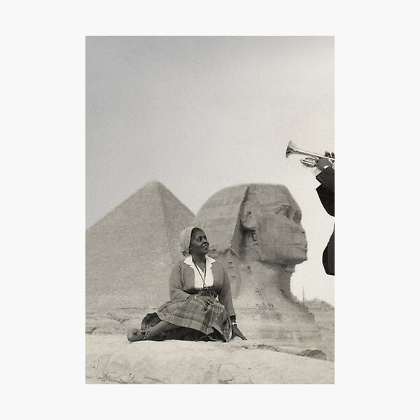 Lámina fotográfica «Louis Armstrong en el Spinx y las pirimidas ...