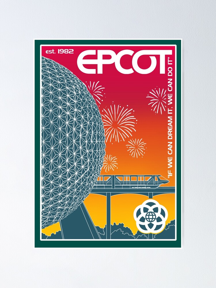 "Epcot Center (Retro Rainbow)" Poster for Sale by ClemCatCreation ...
