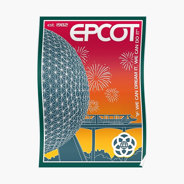 "Epcot Center (Retro Rainbow)" Poster for Sale by ClemCatCreation ...