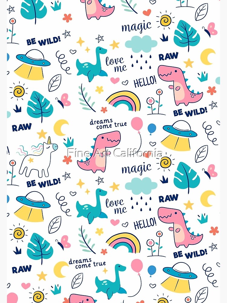 "Colorful Doodle Animals With Words Leaf Star And Galaxy" Poster for ...