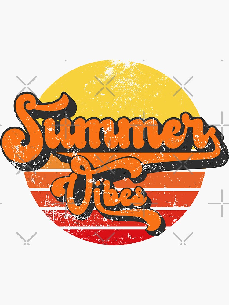 "Summer Vibes Vintage 70s Beach Retro Summertime Season" Sticker for ...