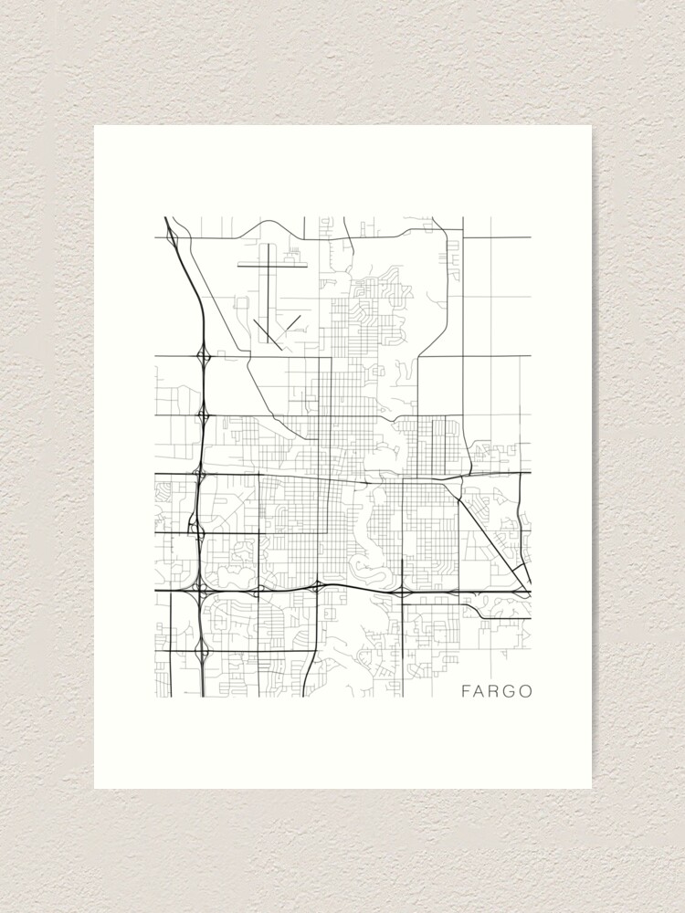 "Fargo Map, USA - Black and White" Art Print for Sale by MainStreetMaps ...
