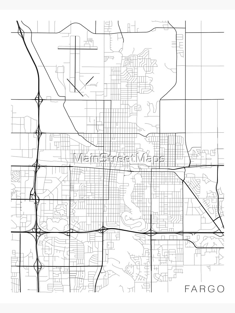 "Fargo Map, USA - Black and White" Art Print for Sale by MainStreetMaps ...