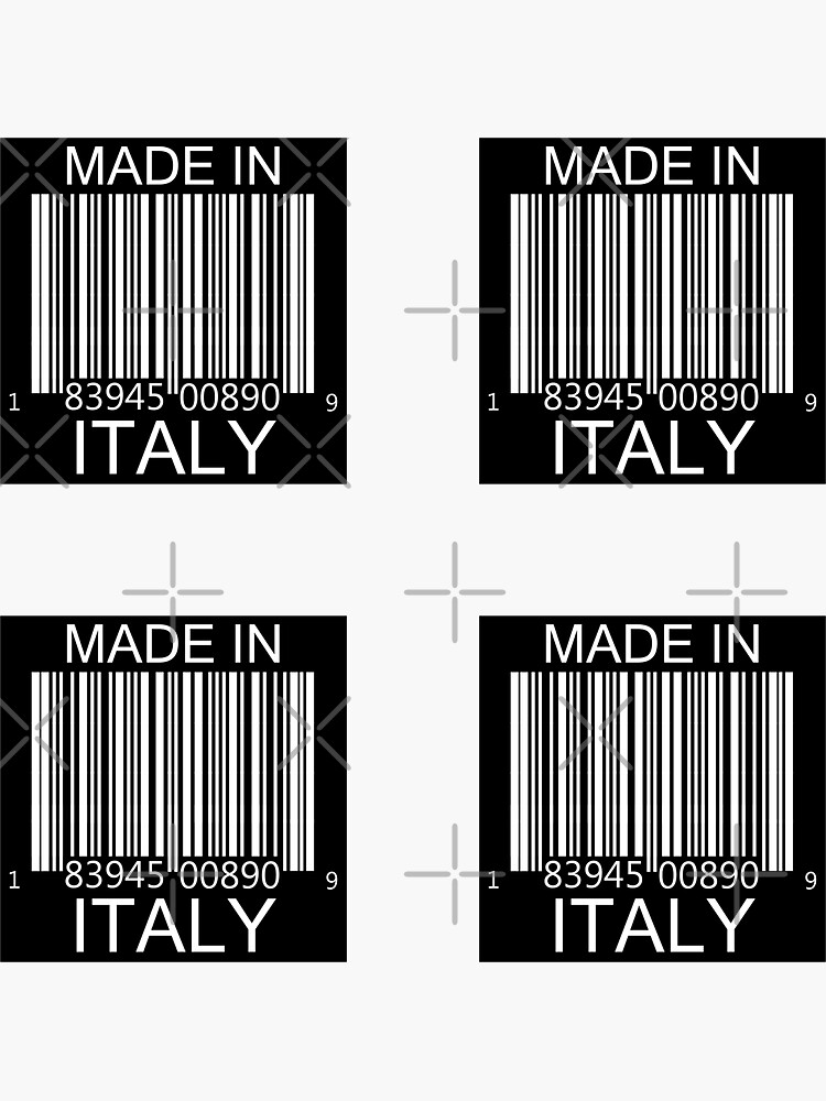 Pegatina «Código de barras Made in Italy en blanco» de Mariv19 | Redbubble