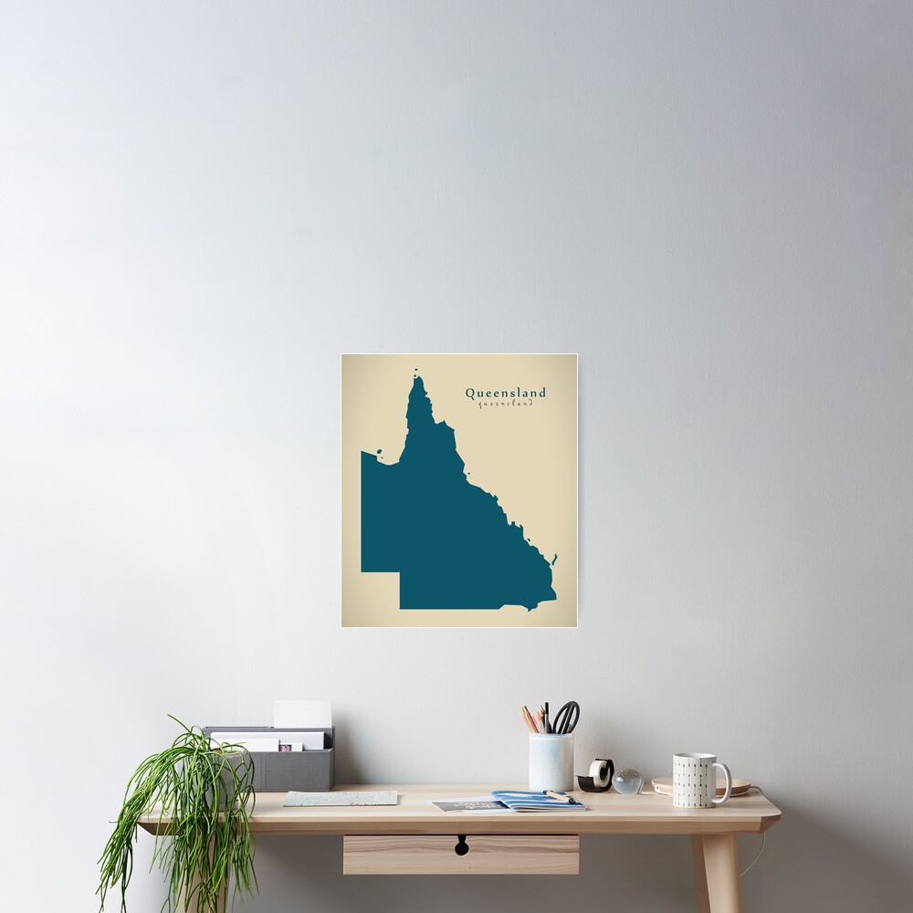 "Modern Map - Queensland division map Australia AU" Poster by ...