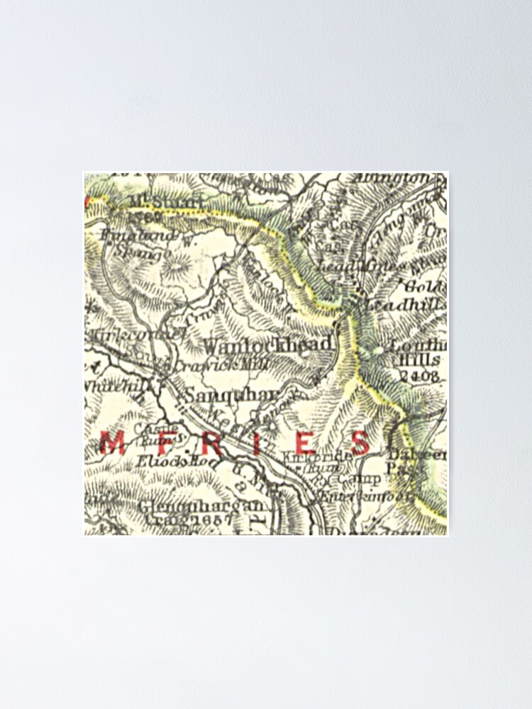 "WANLOCKHEAD & surrounding area map 1899" Poster for Sale by ...