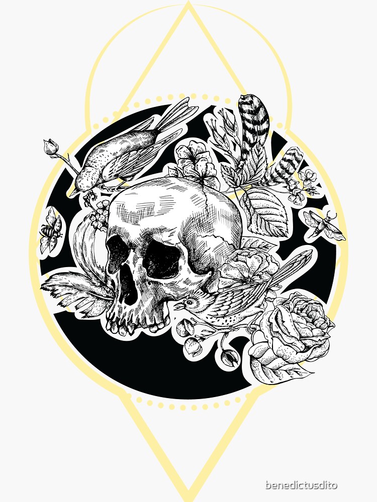 "Skull With Nature" Sticker for Sale by benedictusdito | Redbubble