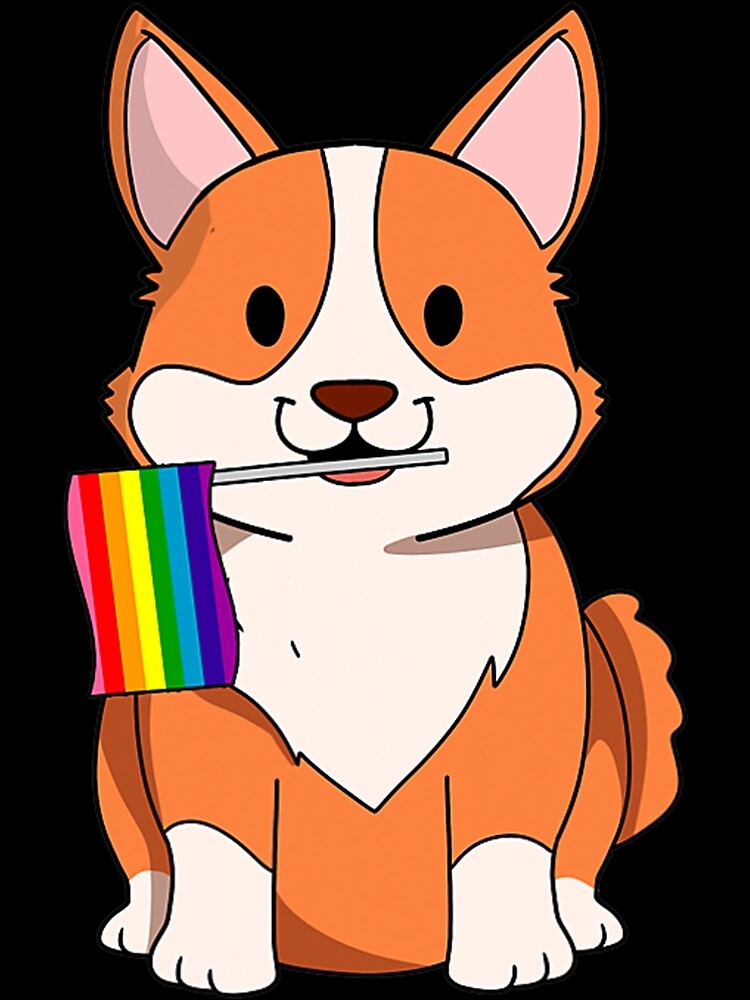 Lámina fotográfica «Orgullo lgbt lindo perro corgi con bandera arco ...