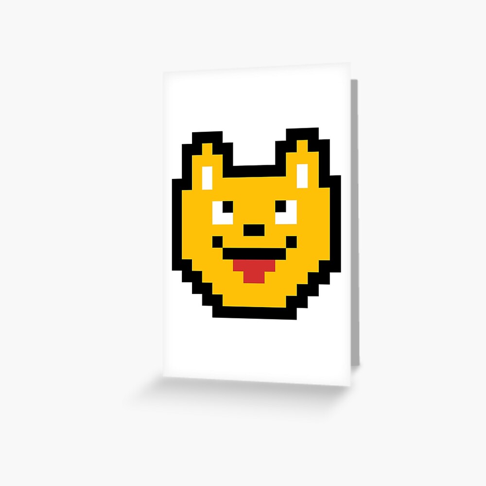 "Golden Retriever Pixel Art Looking up Cute" Greeting Card by ...