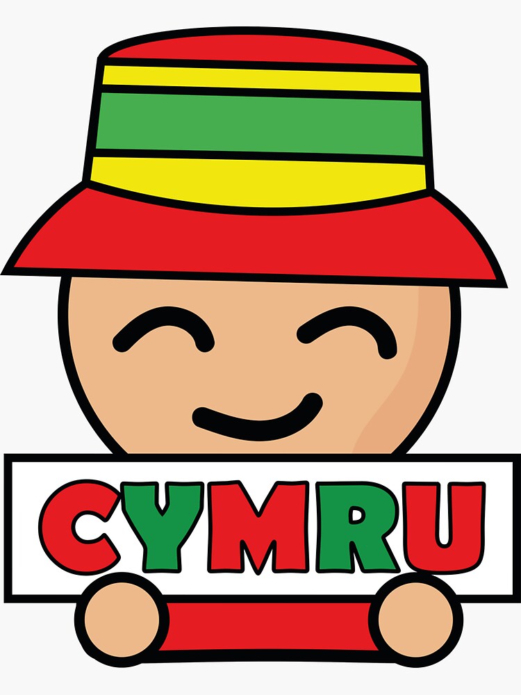 "Cartoon Wales football fan holding a Cymru sign" Sticker for Sale by ...