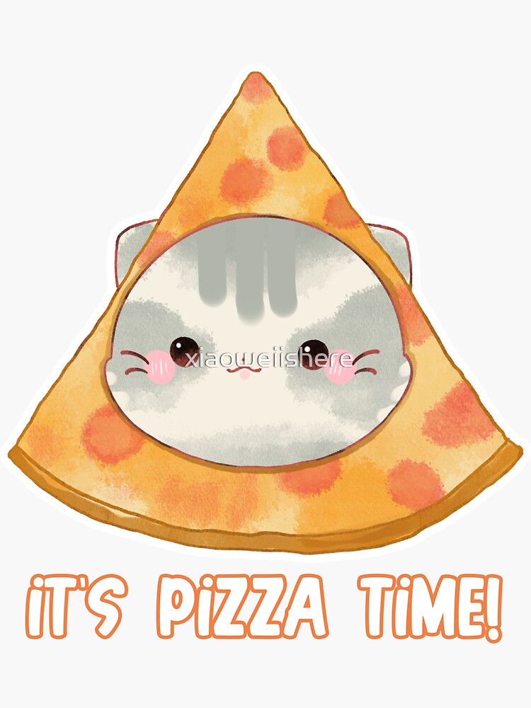 "it's pizza time" Sticker for Sale by xiaoweiishere | Redbubble