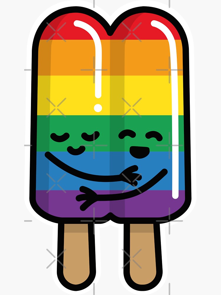"Lesbian Gay couple popsicle Rainbow flag LGBT love" Sticker for Sale ...