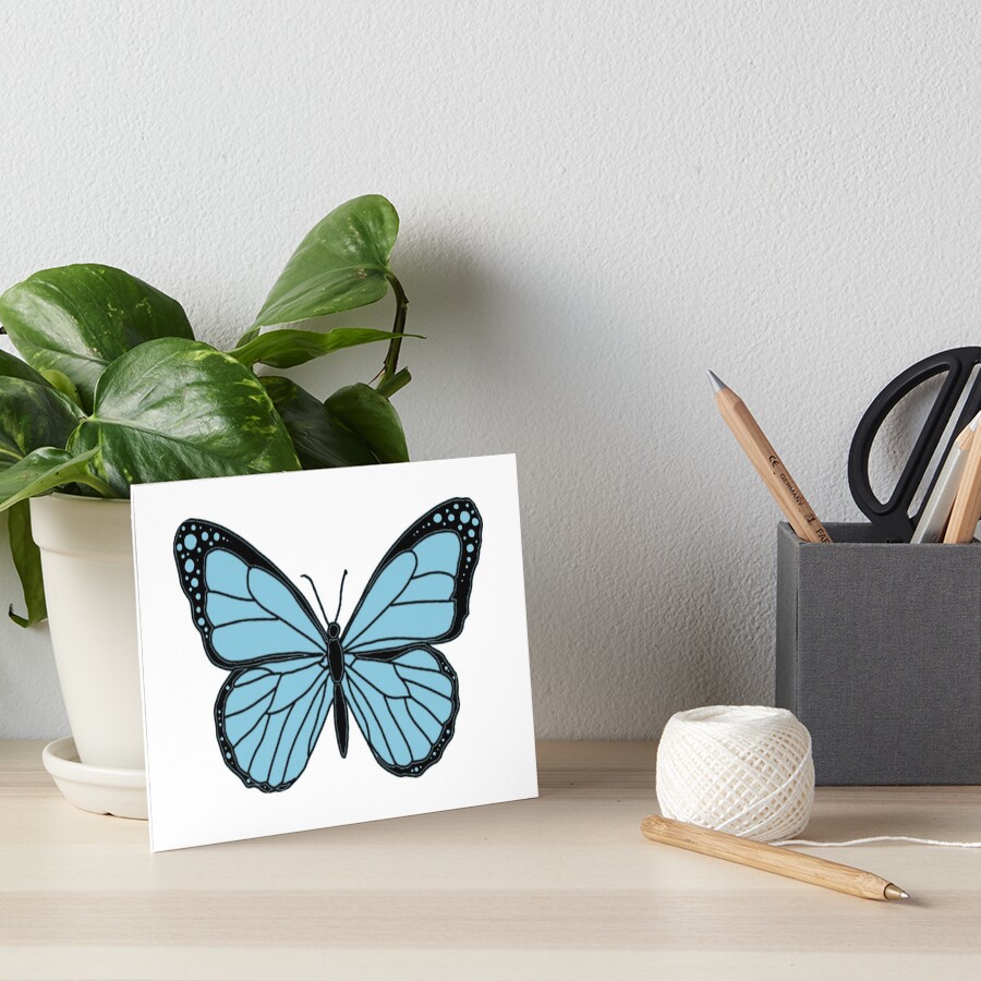 "Single Blue Butterfly Design on a Black Background " Poster for Sale ...