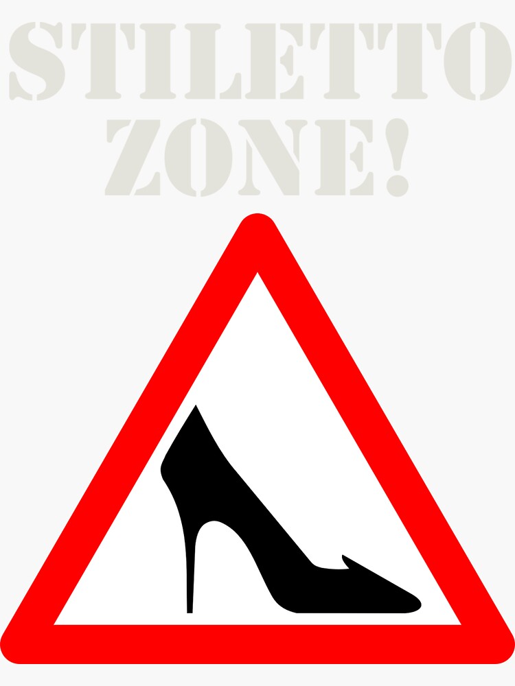 "STILETTO ZONE SHOE | RED TRIANGLE" Sticker for Sale by Introvertside ...