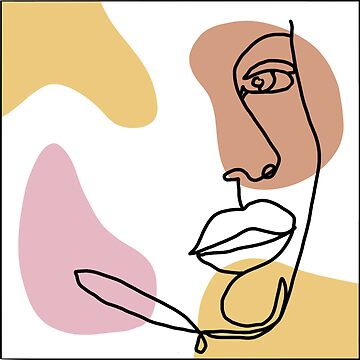 "Line Art of Face Outline on Color Splotches " Poster for Sale by ...