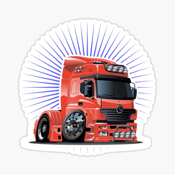 "Cartoon semi-truck" Sticker for Sale by Mechanick | Redbubble