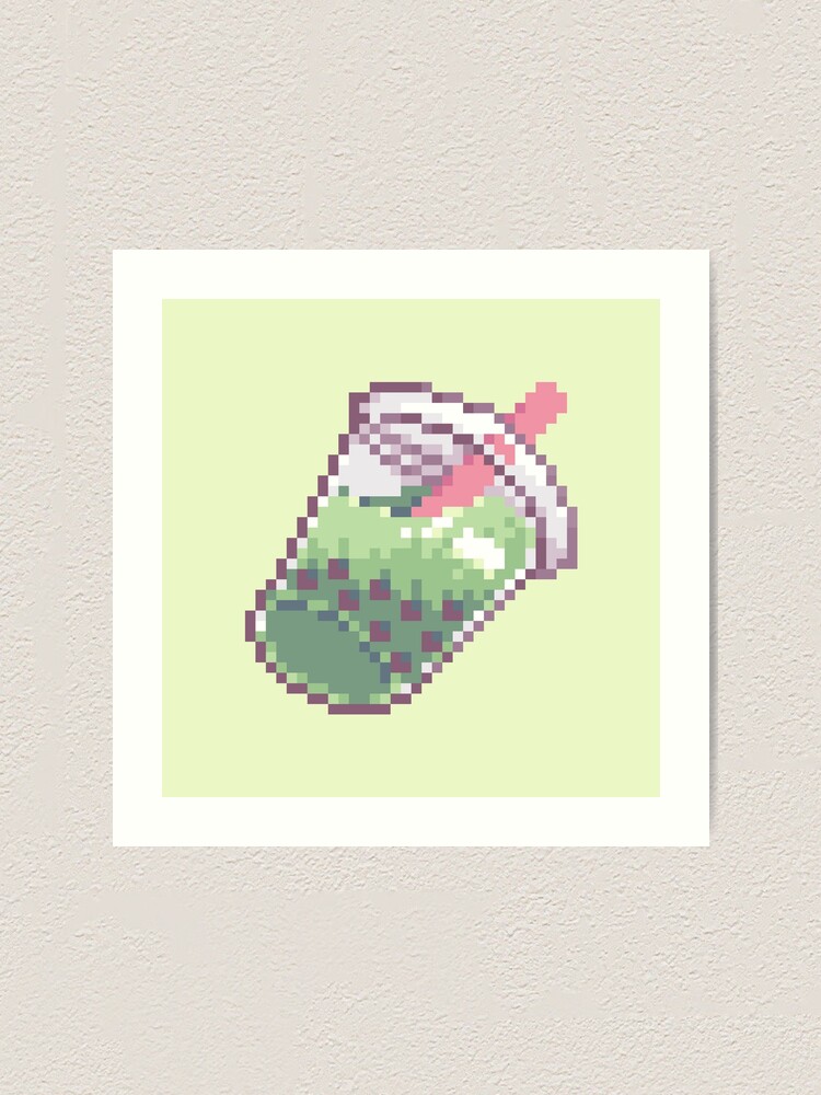 "pixel matcha boba tea " Art Print for Sale by abitofkake | Redbubble