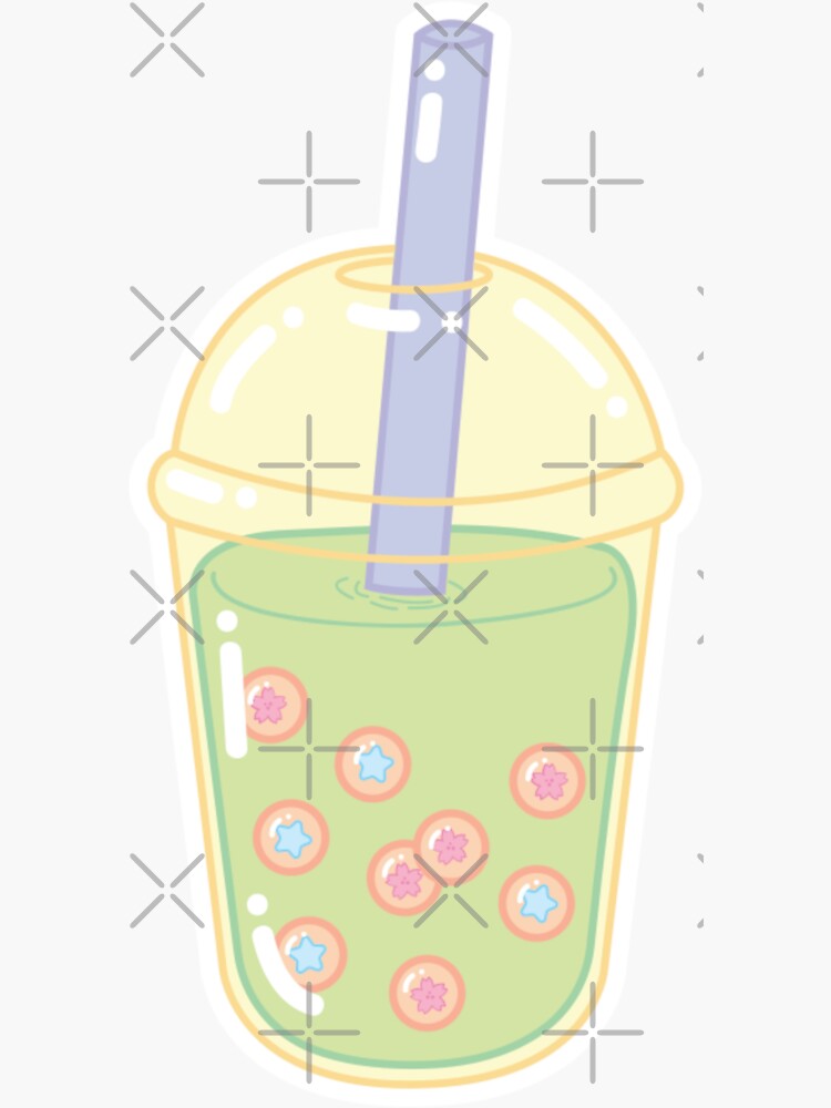 "Kawaii Green bubble tea - Japanese style" Sticker for Sale by ...