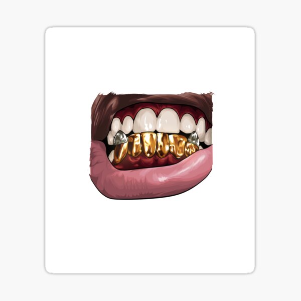 "Gold Grills " Sticker for Sale by percygeorgeart | Redbubble