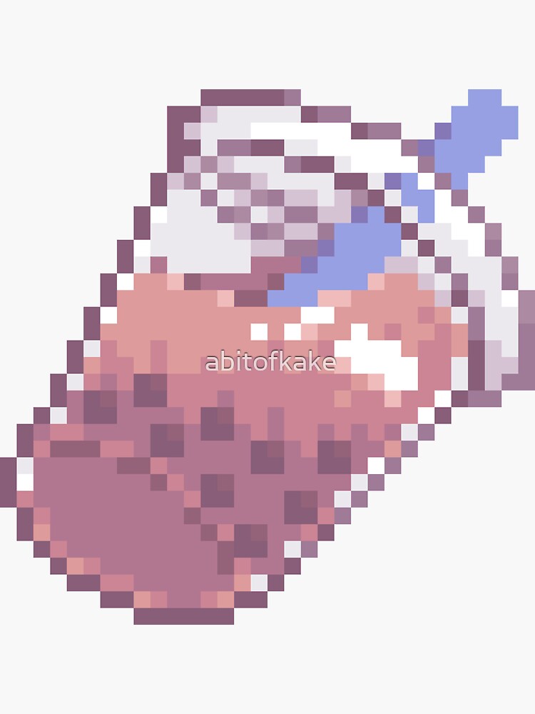 "pixel chocolate boba tea" Sticker for Sale by abitofkake | Redbubble