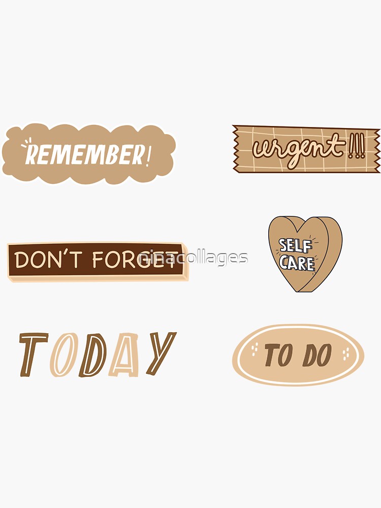 "reminders II brown" Sticker for Sale by ninacollages | Redbubble