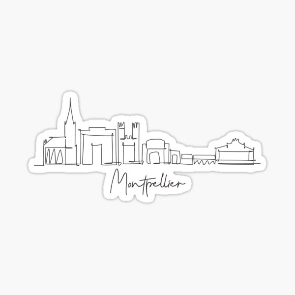 "Montpellier Skyline World Travel" Sticker for Sale by SimpleLineDraw ...