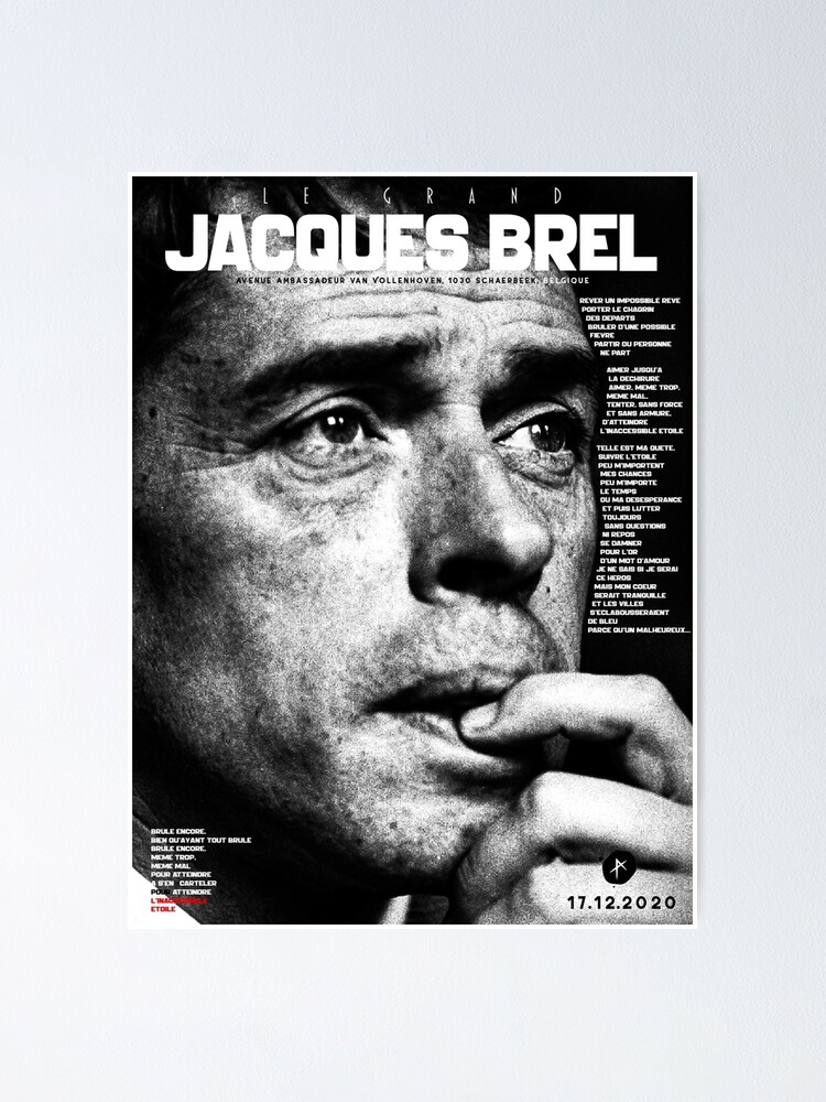 Poster « Poster de Jacques Brel avec les paroles de : "La quête" », par ...