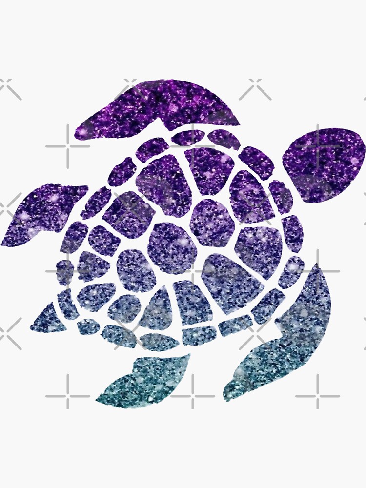 "Purple Teal Ombre Faux Glitter Turtle" Sticker for Sale by Felicity-K ...