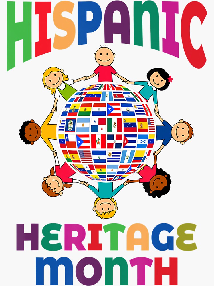 Pegatina «Mes de la Herencia Hispana para Niños Todos los países ...